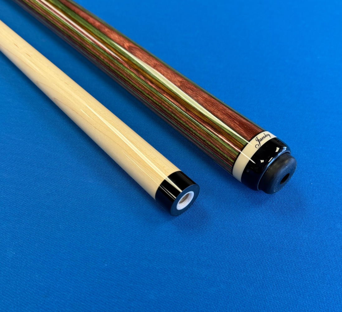 Jacoby Playing Cue - Flat Laminate/ Maroon and Green – Cued Billiards